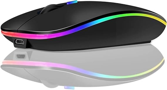 Rechargeable RGB Wireless Mouse – LED Light Effects, Silent Click, 3 D ...