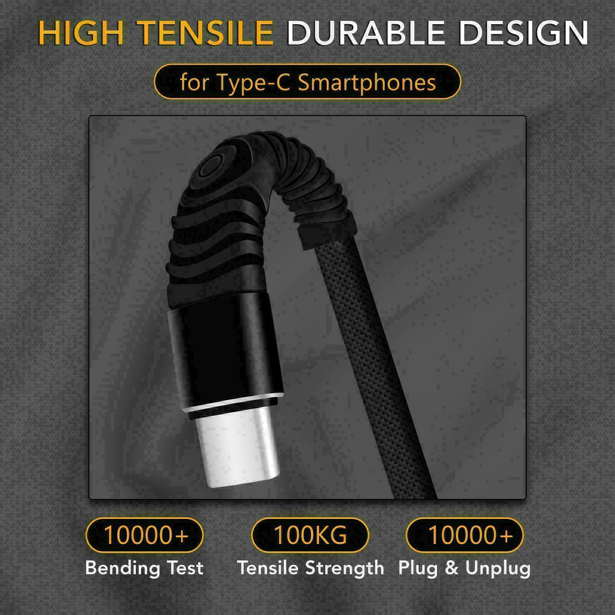 Strong Nylon Braided USB-C Charging Cable – Fast Charge & Sync | 15cm ...