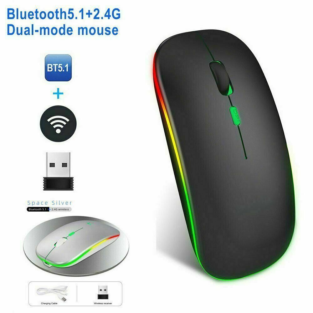 Rechargeable RGB Wireless Mouse – LED Light Effects, Silent Click, 3 D ...